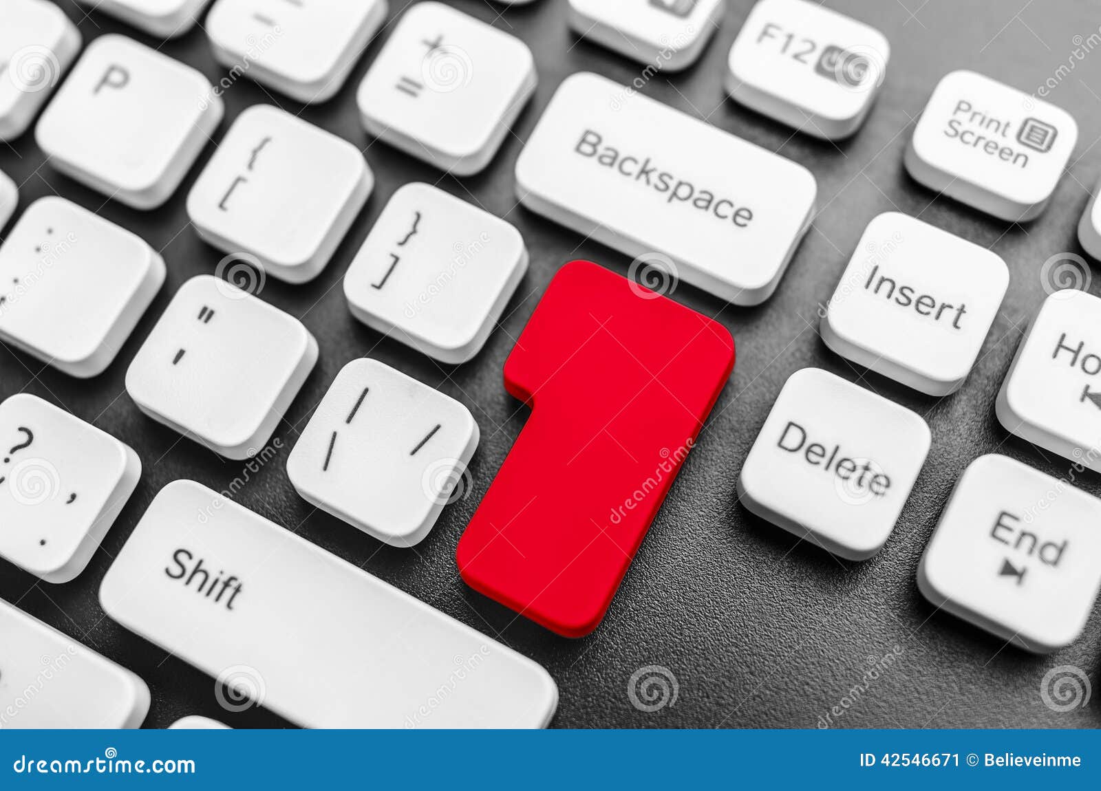 Keyboard with Blank Red Button Stock Image - Image of peripheral ...