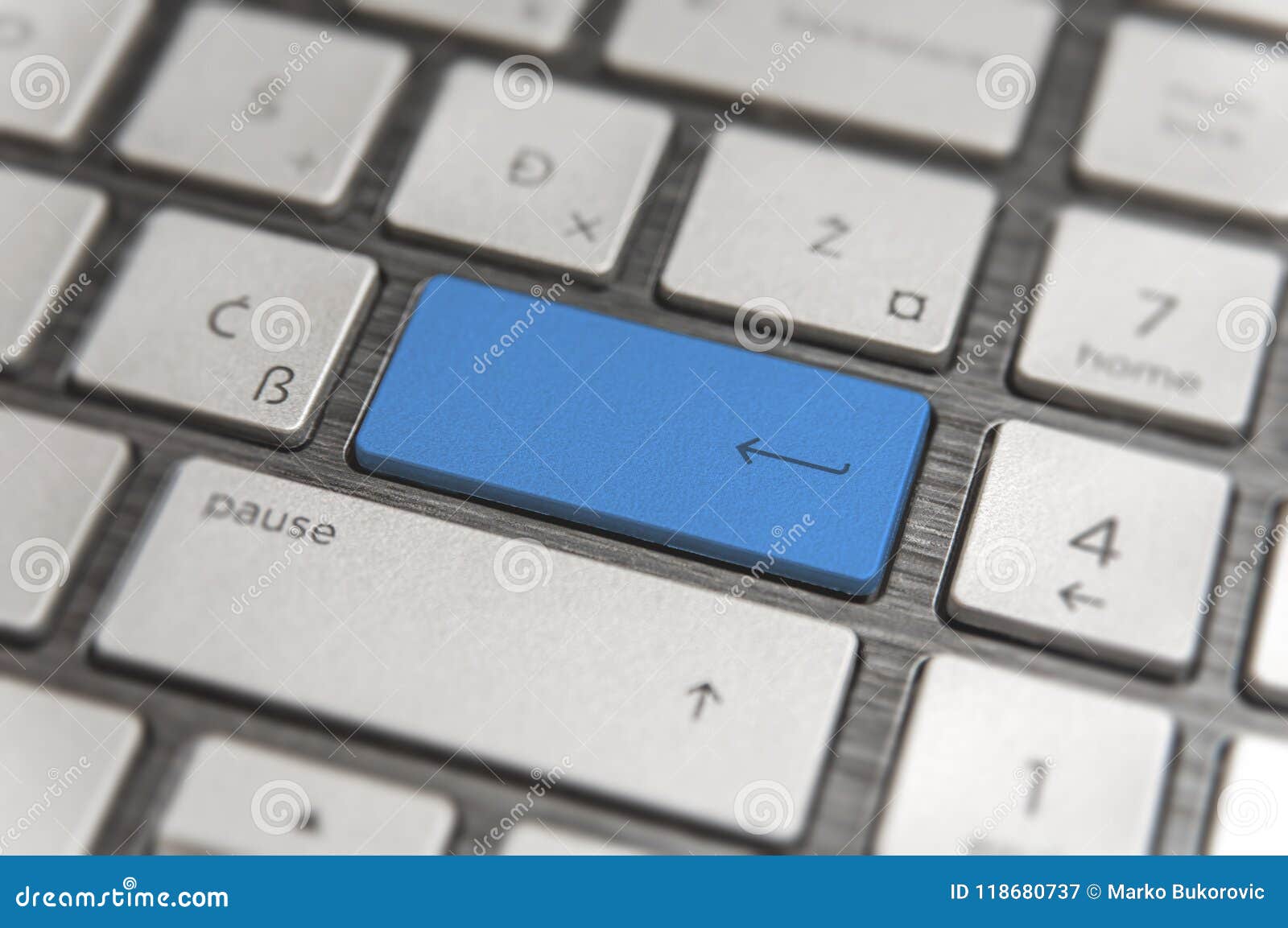 Keyboard with Blue Blank Enter Button Modern Pc Text Communication ...