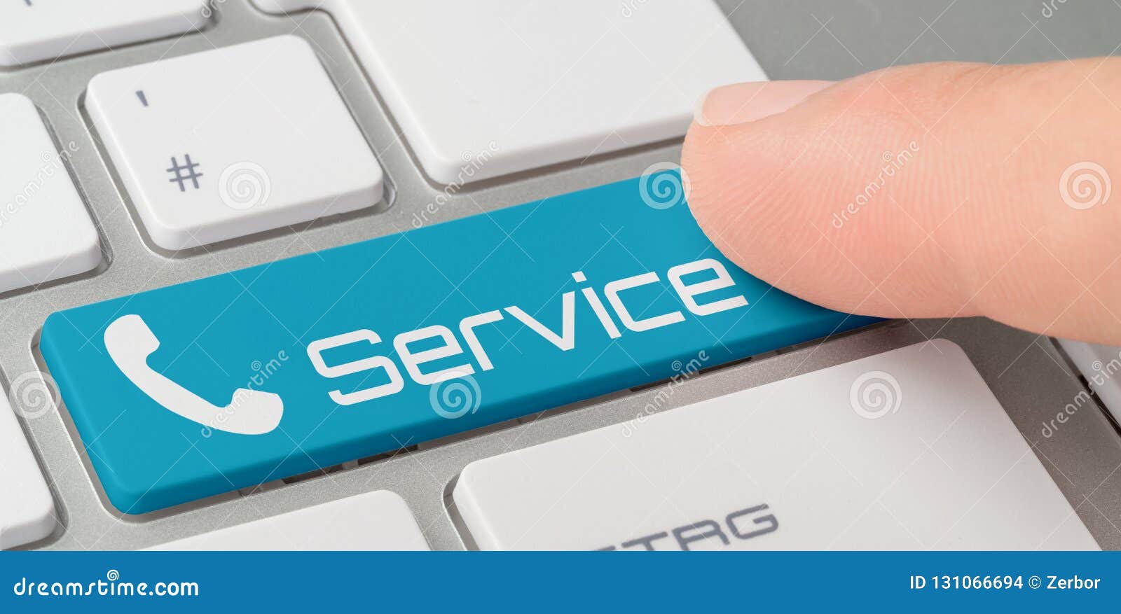 A Keyboard with a Blue Labeled Button - Service Stock Photo - Image of ...