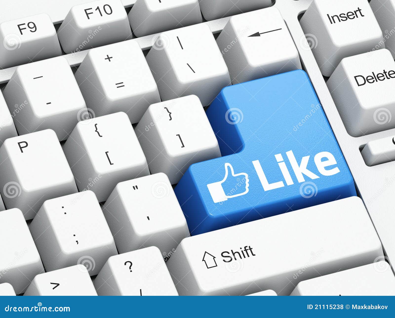 Keyboard with Blue Like Button Stock Illustration - Illustration of ...