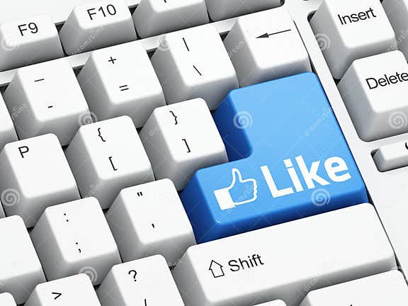 Keyboard with Blue Like Button Stock Illustration - Illustration of ...