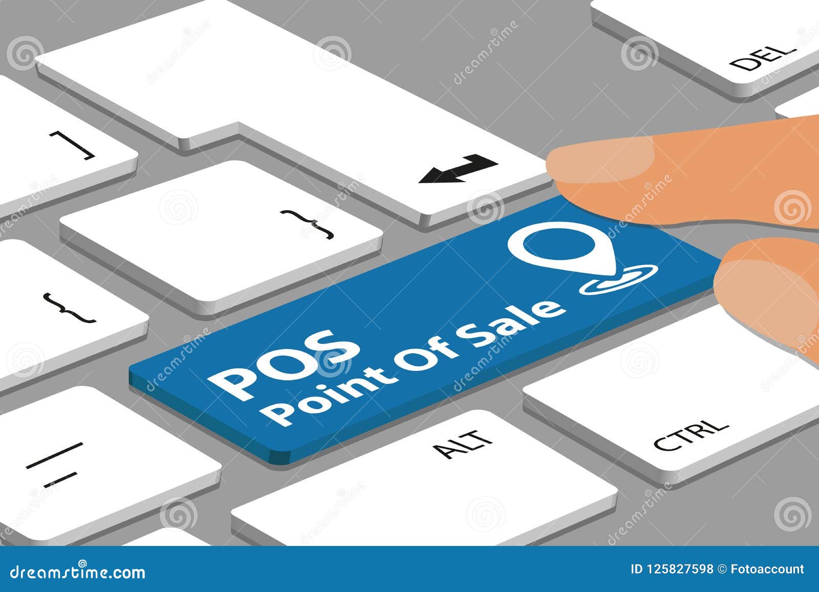 Keyboard with Blue Point of Sale POS Button and Map Pointer - Computer ...