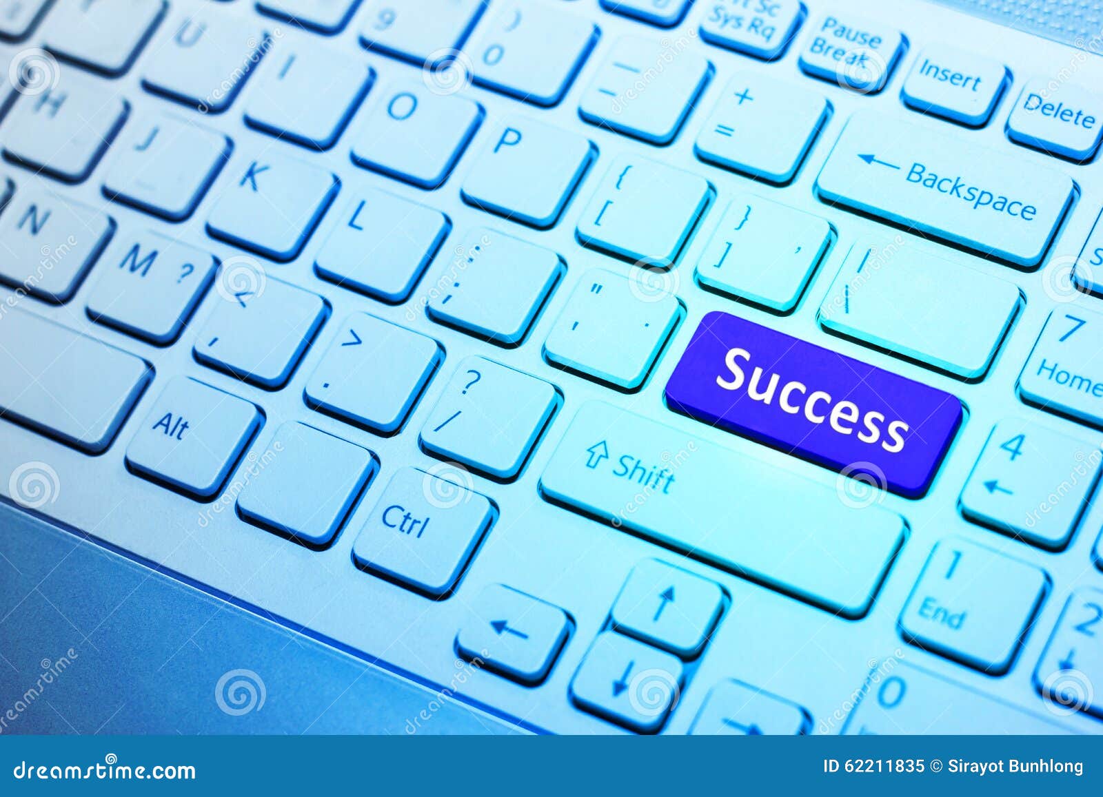 Keyboard with Blue Success Button, Business Concept Stock Image - Image ...