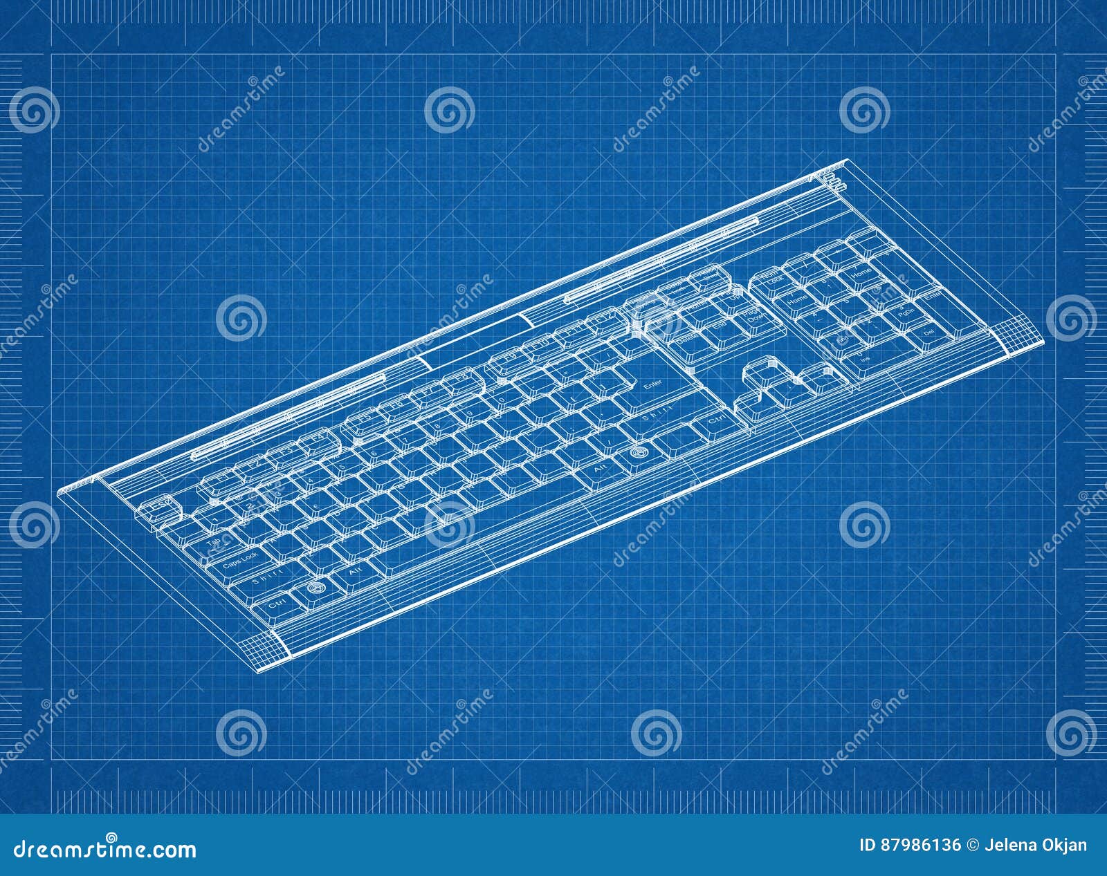 Keyboard Blueprintâ€“ 3D Perspective Stock Photo - Image of office ...