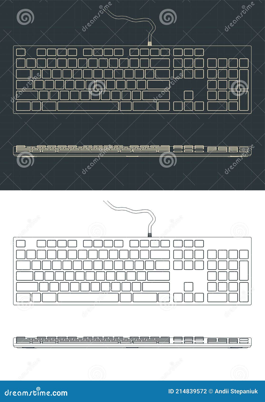 Keyboard blueprints stock vector. Illustration of graphic - 214839572