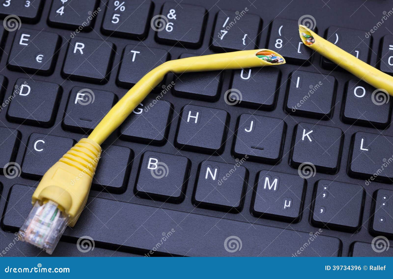 Keyboard and broken cable stock photo. Image of online - 39734396