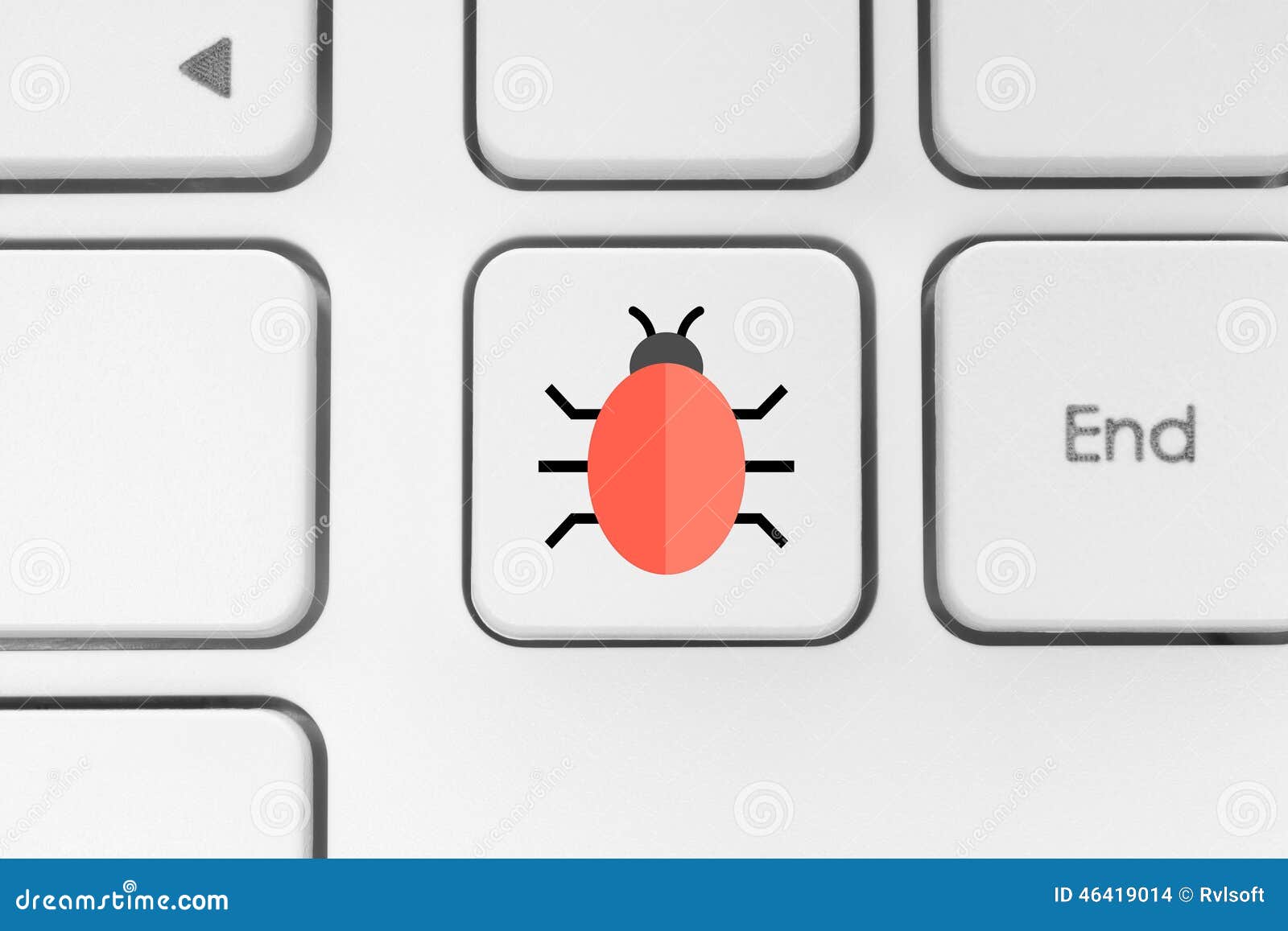 Keyboard button with a bug stock photo. Image of communication - 46419014