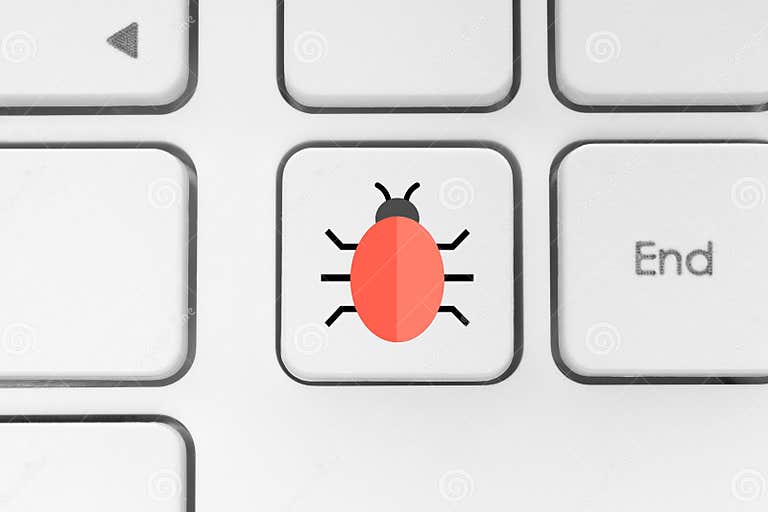 Keyboard button with a bug stock photo. Image of communication - 46419014