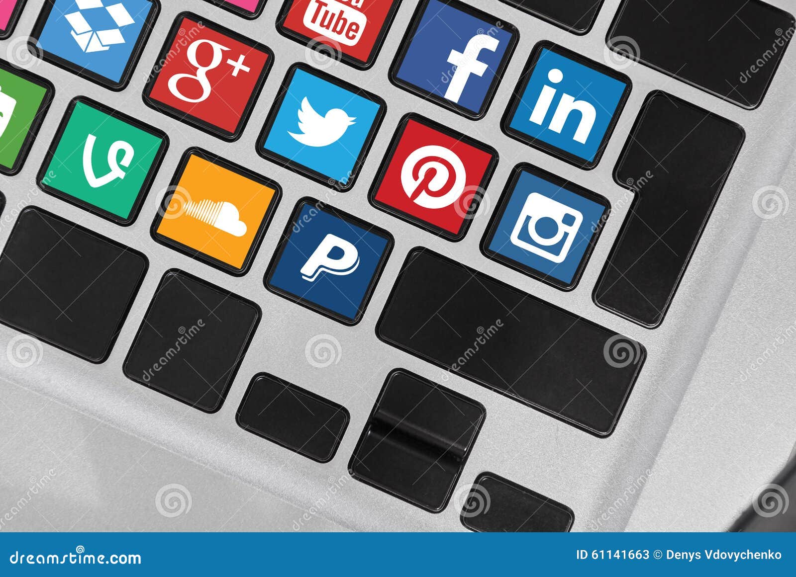Keyboard Buttons with Social Media Icons Editorial Stock Photo - Image ...