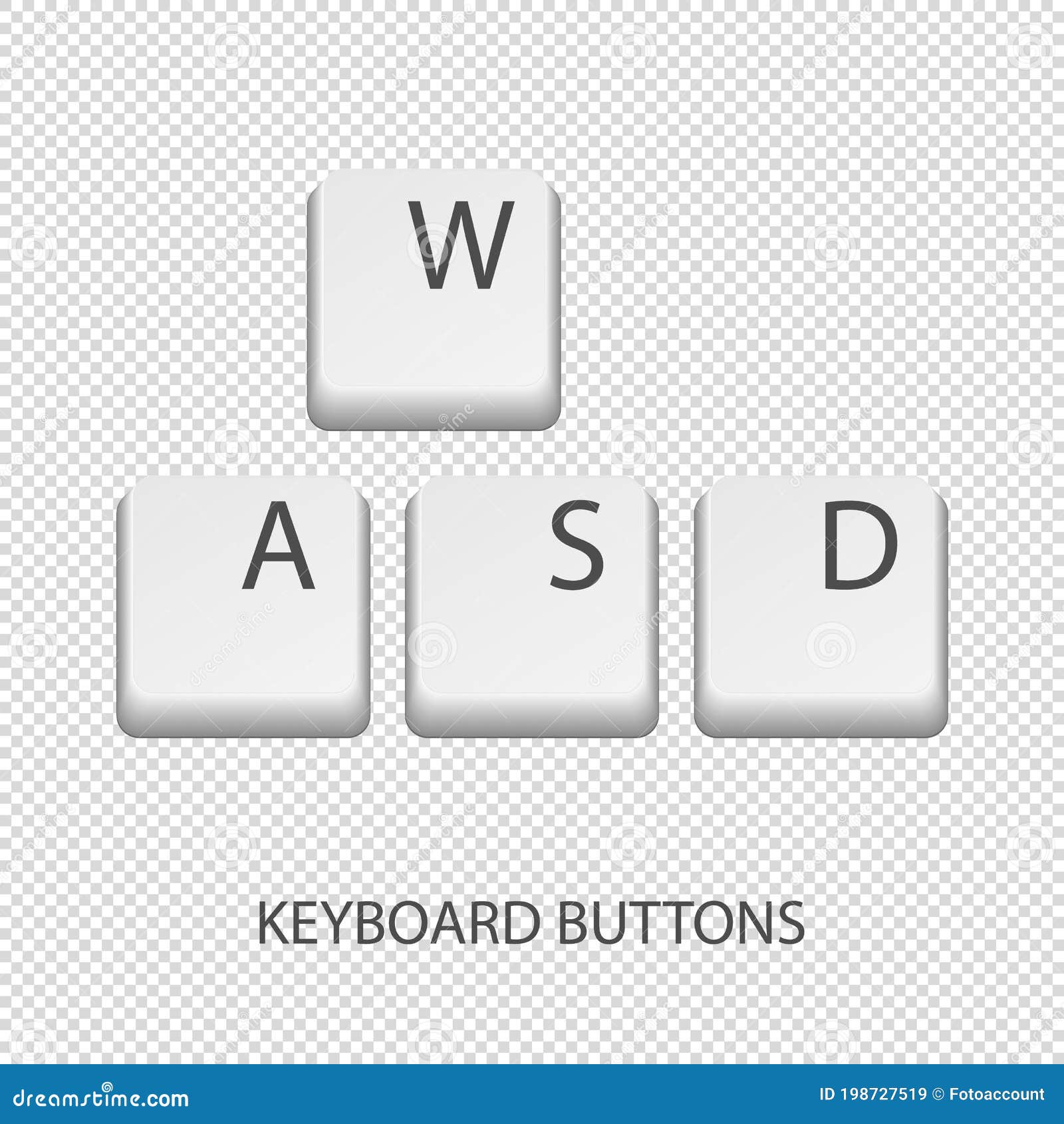 Keyboard Buttons W a S D - Vector Illustrations Isolated on Transparent ...