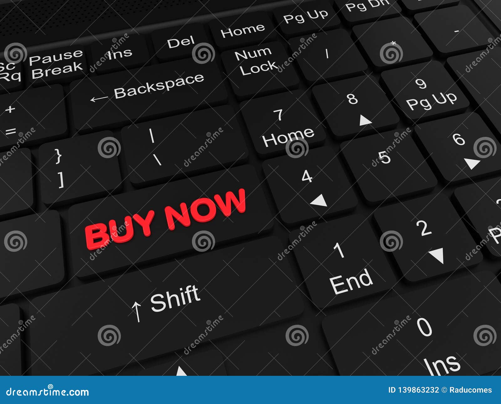 Keyboard with a Buy Now Button Red Button Stock Illustration ...