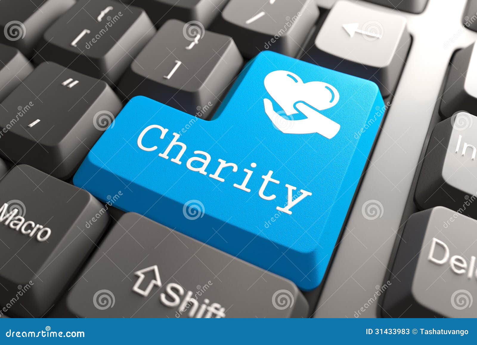 Keyboard with Charity Button. Stock Illustration - Illustration of give ...