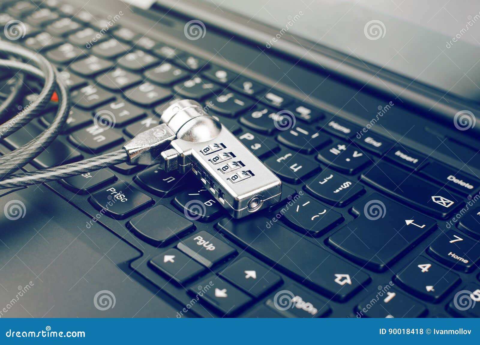 Keyboard Closeup with Metal Secret Locking Device Stock Photo - Image ...