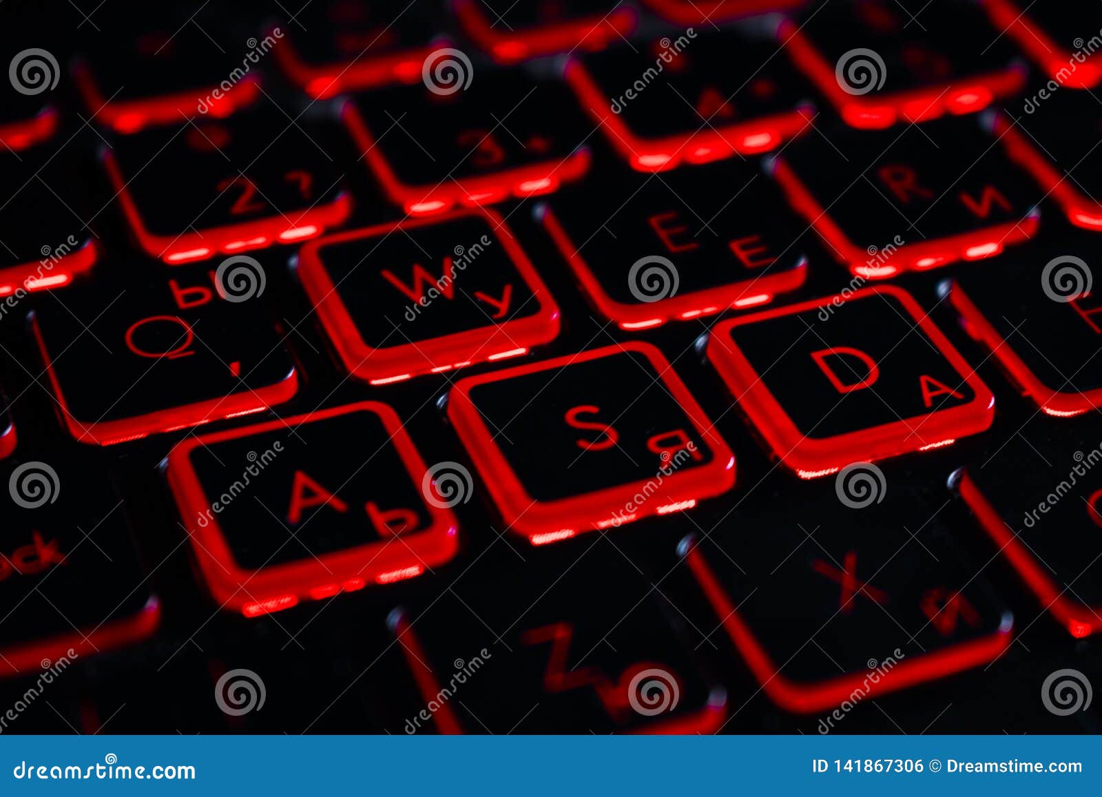 Keyboard. a Computer Keyboard Glowing in Red Stock Photo - Image of ...