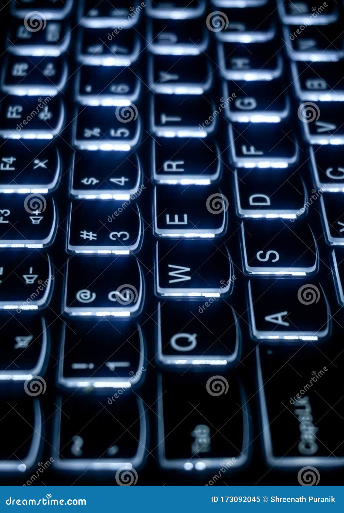 Keyboard of a Computer/laptop with Lights Stock Image - Image of night ...