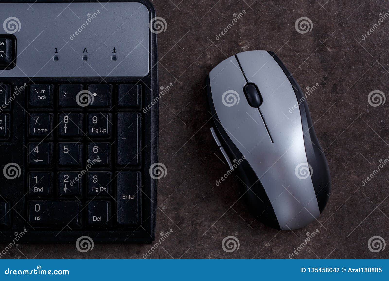 Keyboard and Computer Mouse on a Dark Marble Background. Stock Photo ...