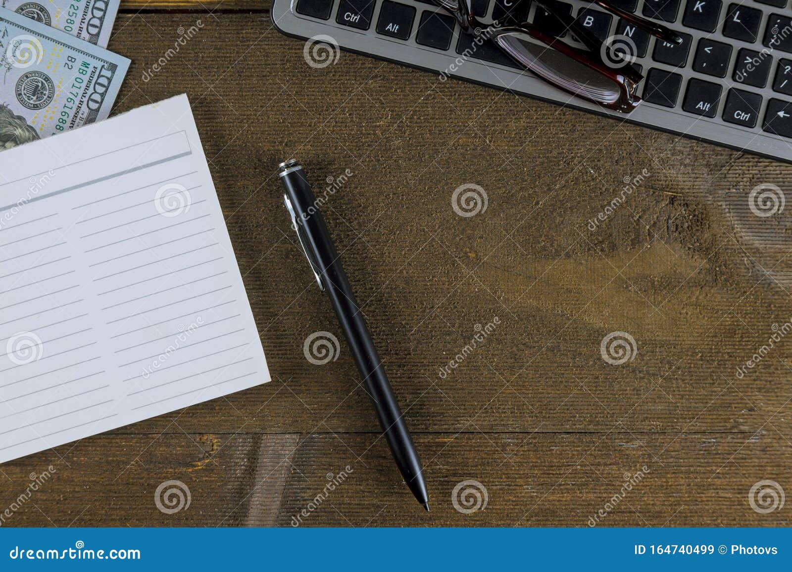 Keyboard Computer PC with Dollar Money As E-commerce with Pen and ...