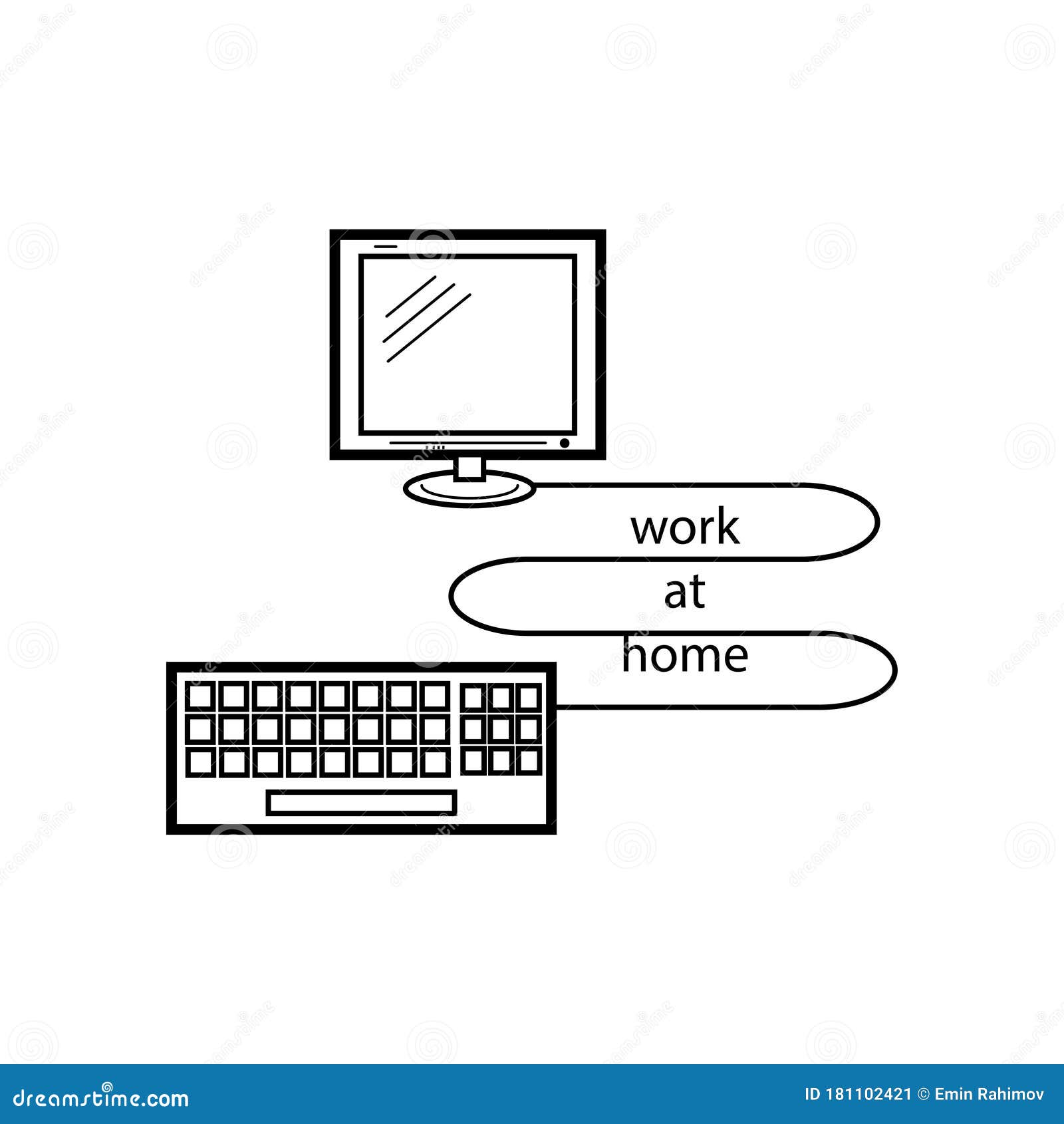 Keyboard and Computer Work at Home Sign Eps Ten Stock Vector ...