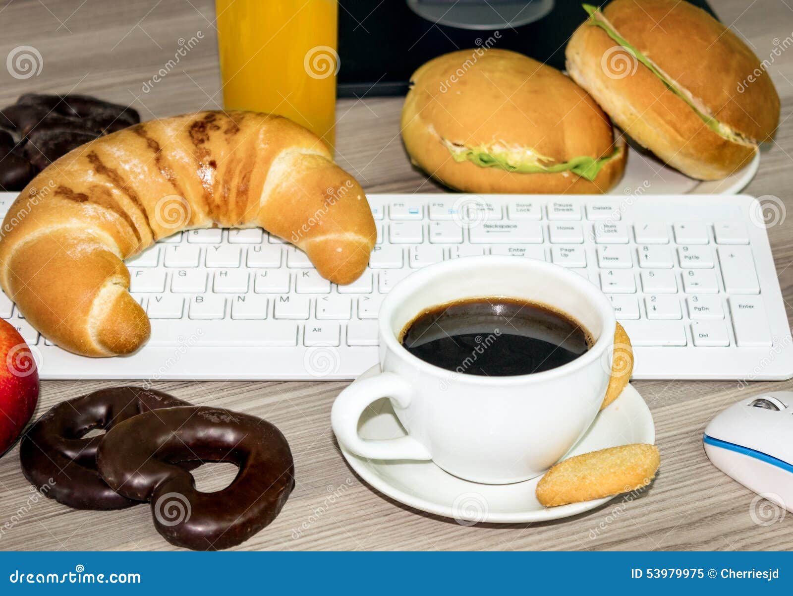 Keyboard Covered With Food That We Eat During Work Royalty-Free Stock ...