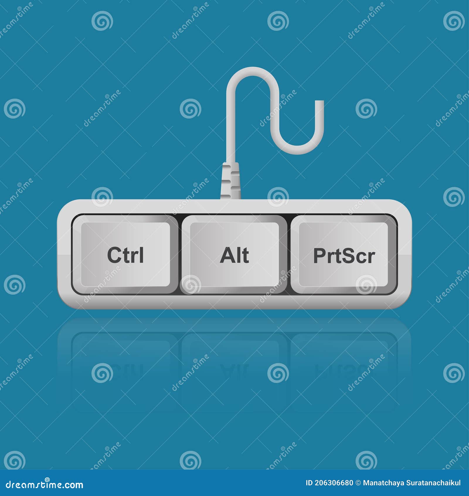 Ctrl, Alt, PrtScr Keyboard Keys Isolated On Background Vector ...