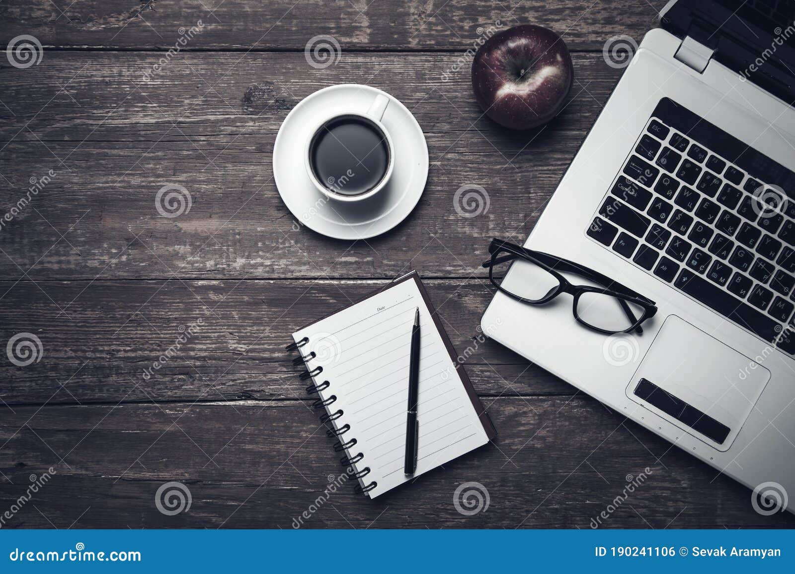 Keyboard with Cup of Coffee on Table Stock Photo - Image of coffee ...