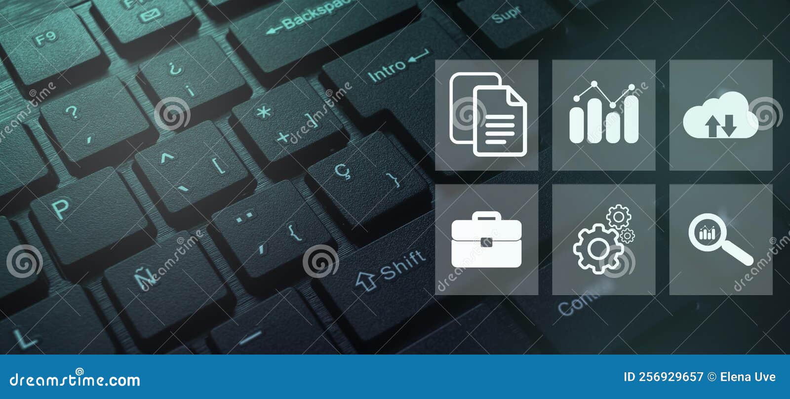 Keyboard with Digital Administration Interface. Stock Image - Image of ...