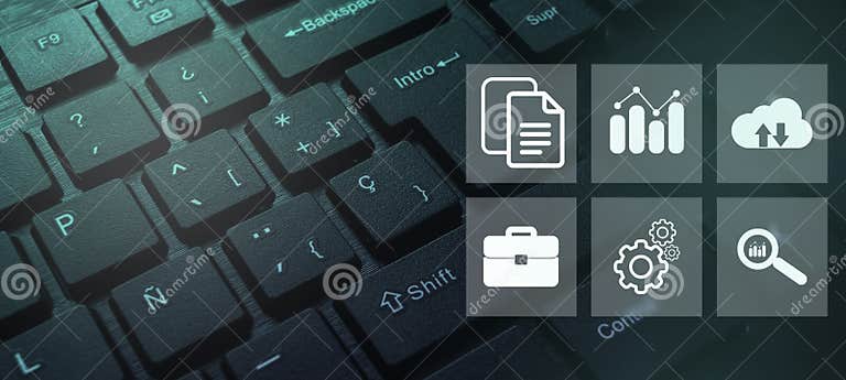 Keyboard with Digital Administration Interface. Stock Image - Image of ...