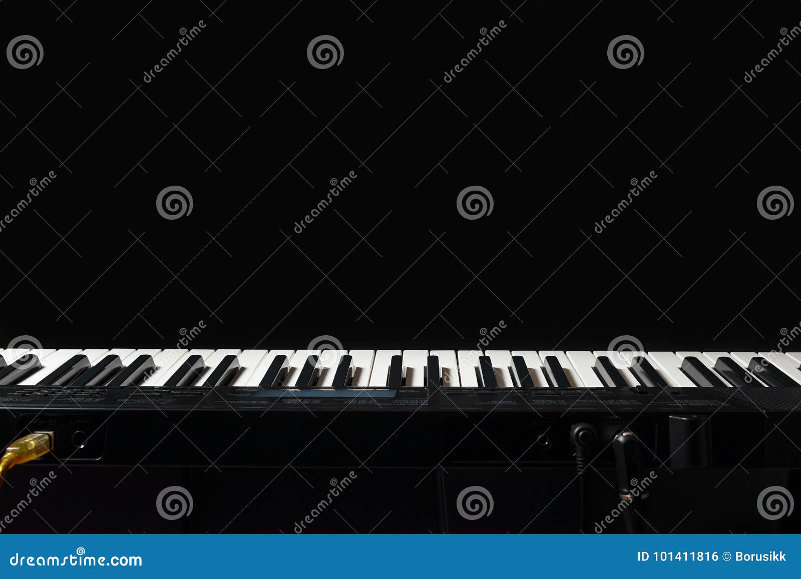 Keyboard of the Digital Organ on Black Background Stock Photo - Image ...