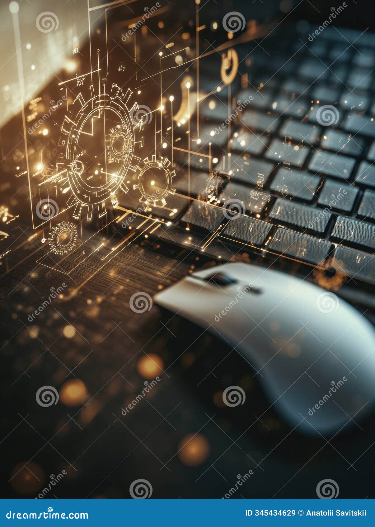 A Keyboard Displays a Mouse and Gear Overlay, Symbolizing the ...