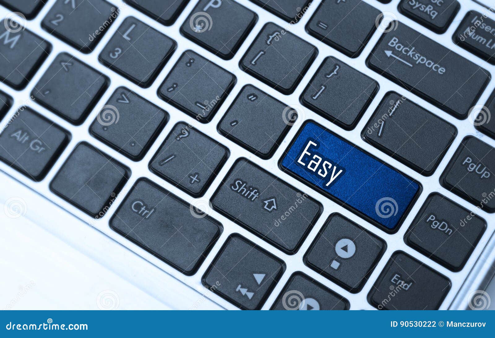 Keyboard with easy button stock photo. Image of confusion - 90530222