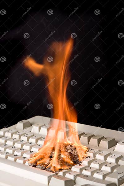 Keyboard on fire stock photo. Image of deleted, destroyed - 4097526