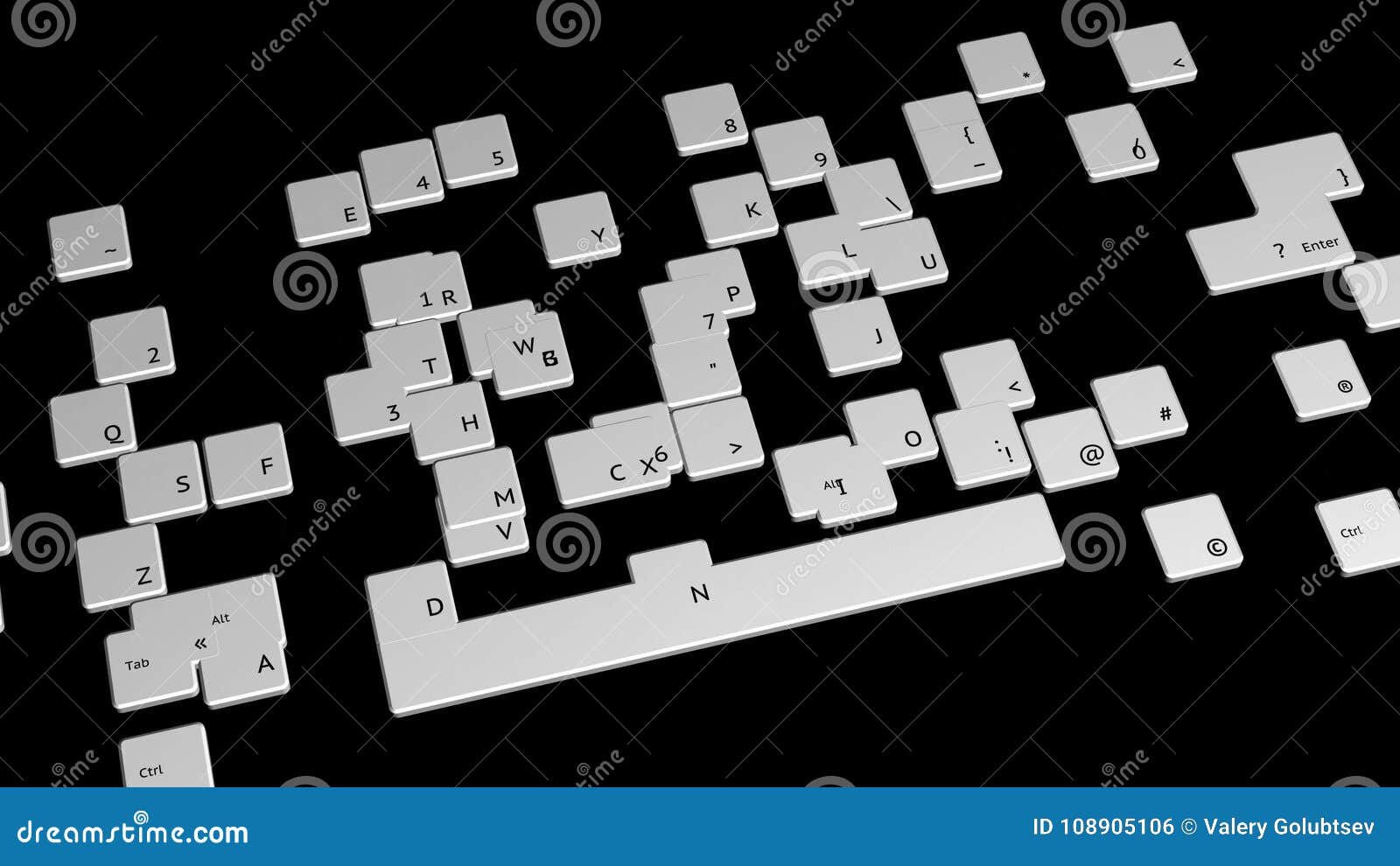 Keyboard, Flying Buttons, Contains Alpha Matte Stock Footage - Video of ...