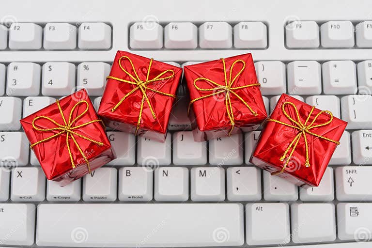 Keyboard with a gifts stock photo. Image of communicate - 3452576