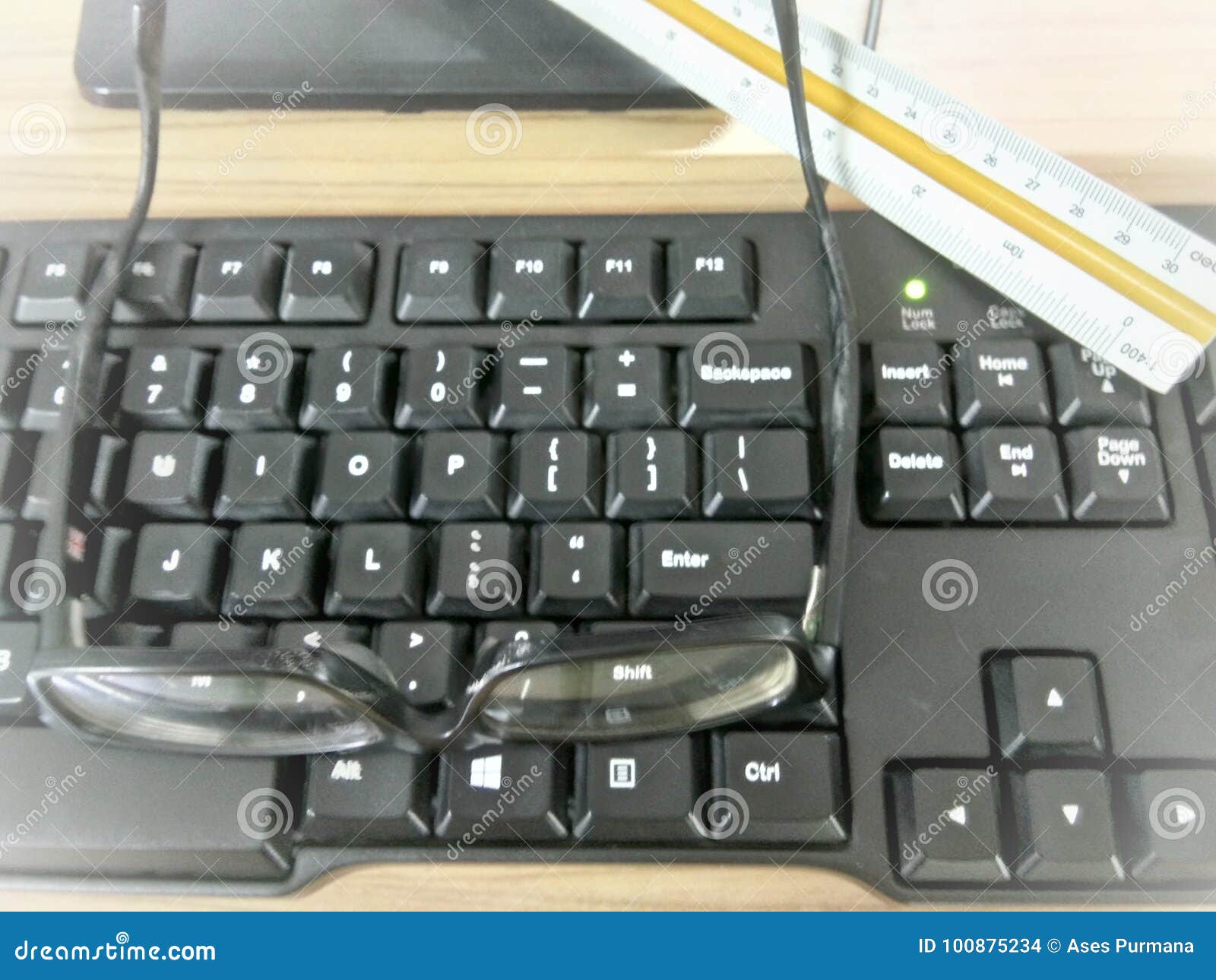 Ruler, Keyboard, House Figure, Tools For Architect Work On White Wooden ...