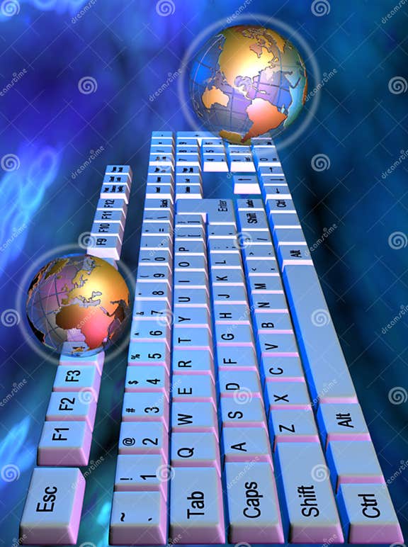 Keyboard and globe stock illustration. Illustration of earth - 393932