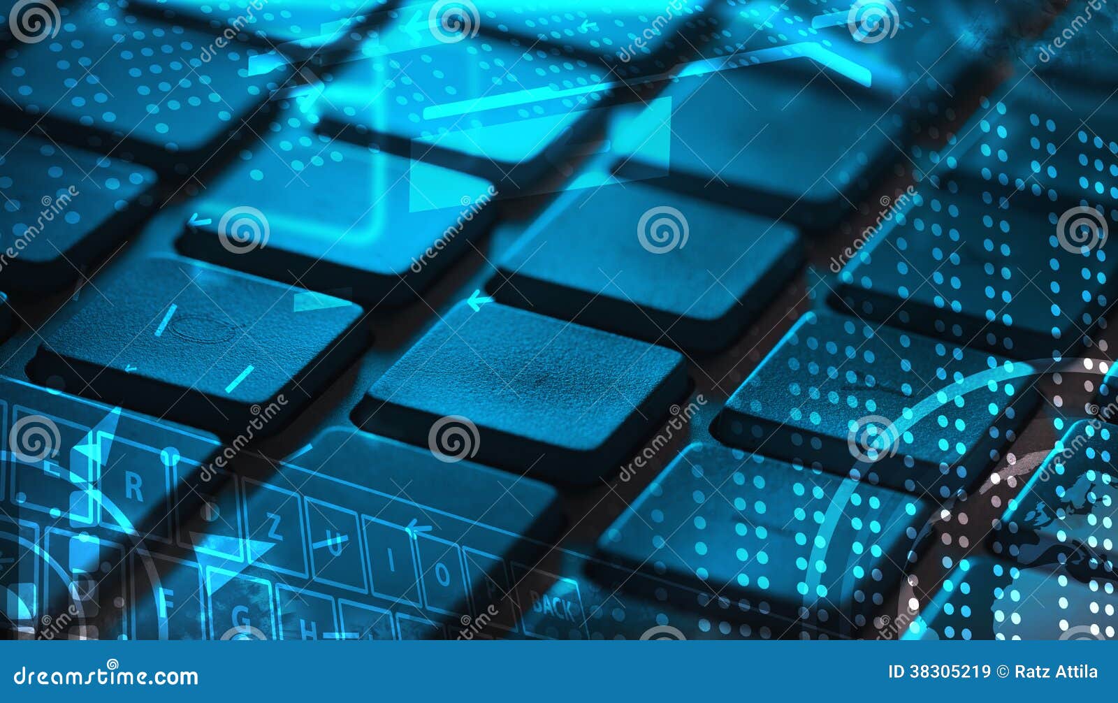 Keyboard with Glowing Icons Stock Image - Image of global, buttons ...