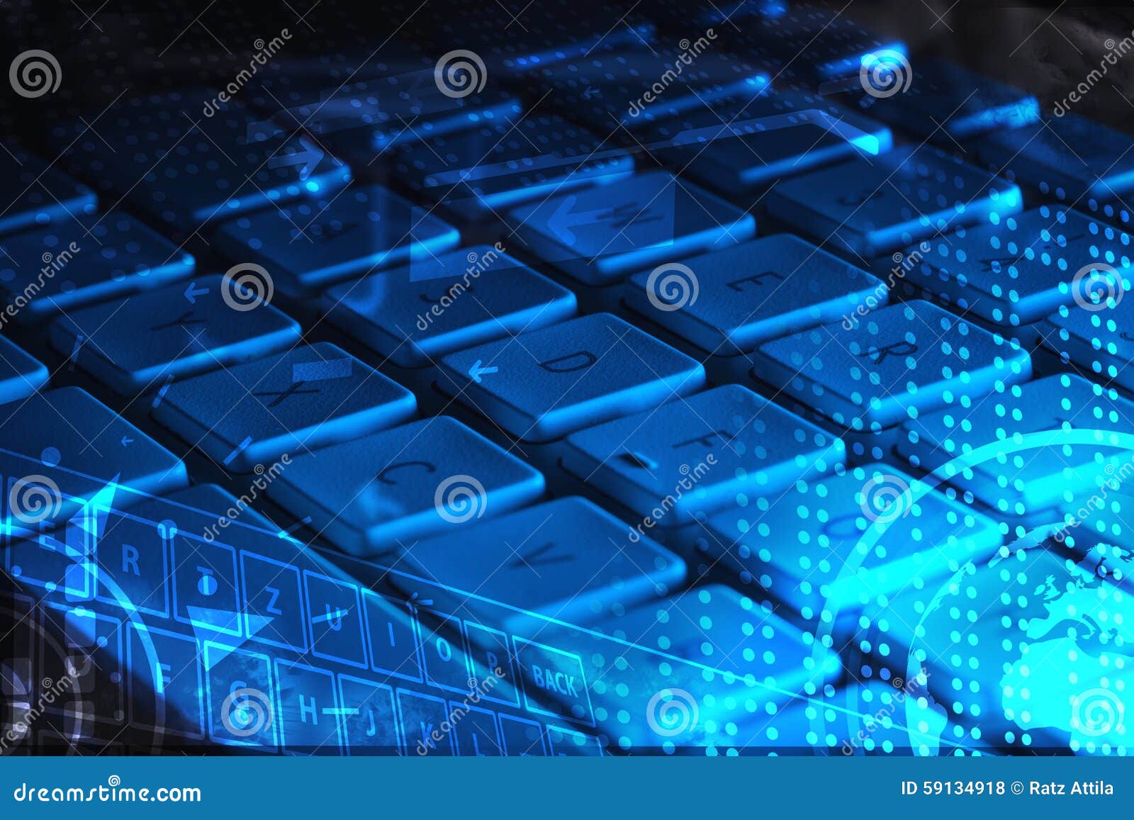 Keyboard with Glowing Icons Stock Photo - Image of keypad, design: 59134918