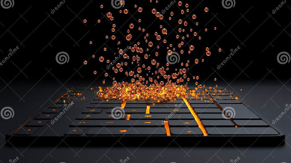 Keyboard with Glowing Particles Dynamic Light Effect on Black ...
