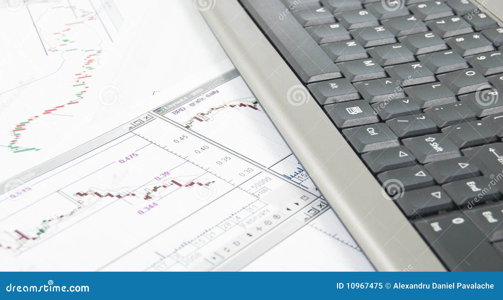 Keyboard with Graphs Underneath Stock Image - Image of glasses, chart ...