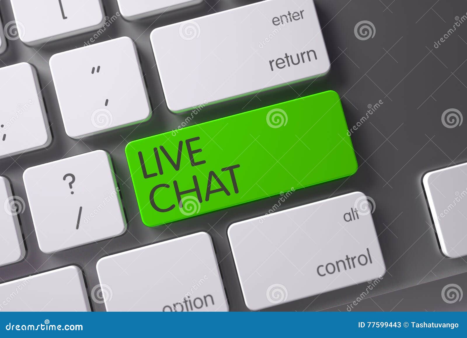 Keyboard with Green Button - Live Chat. 3D. Stock Image - Image of ...