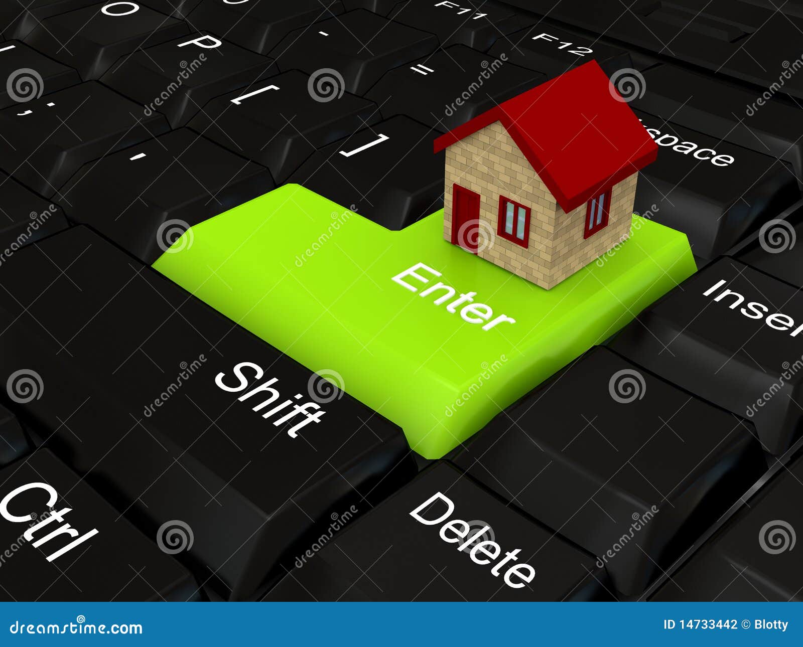 Keyboard - green key. stock illustration. Illustration of focus - 14733442