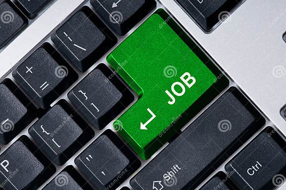 Keyboard with Green Key Job Stock Image - Image of working, green: 6868253