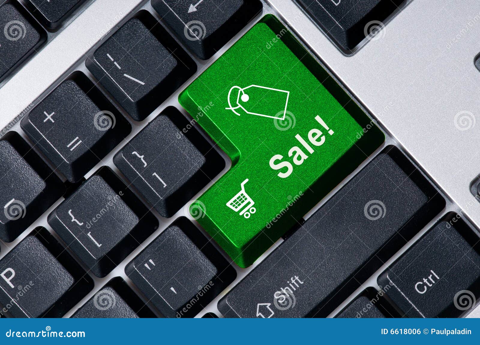 Keyboard with Green Key Sale Stock Photo - Image of working, word: 6618006