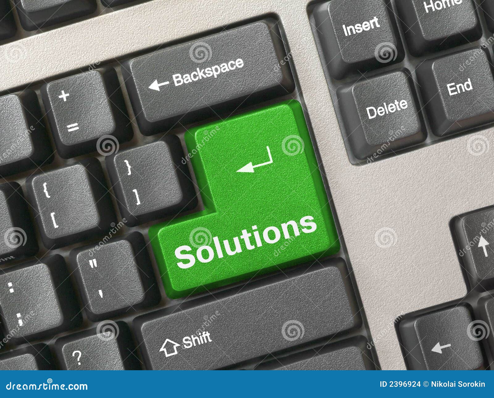 Keyboard - Green Key Solutions Stock Photo - Image of button, close ...