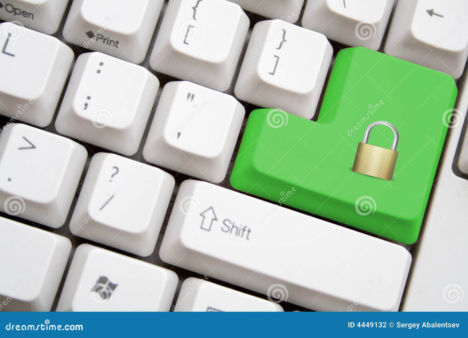 Keyboard with Green Lock Button Editorial Photography - Image of ...