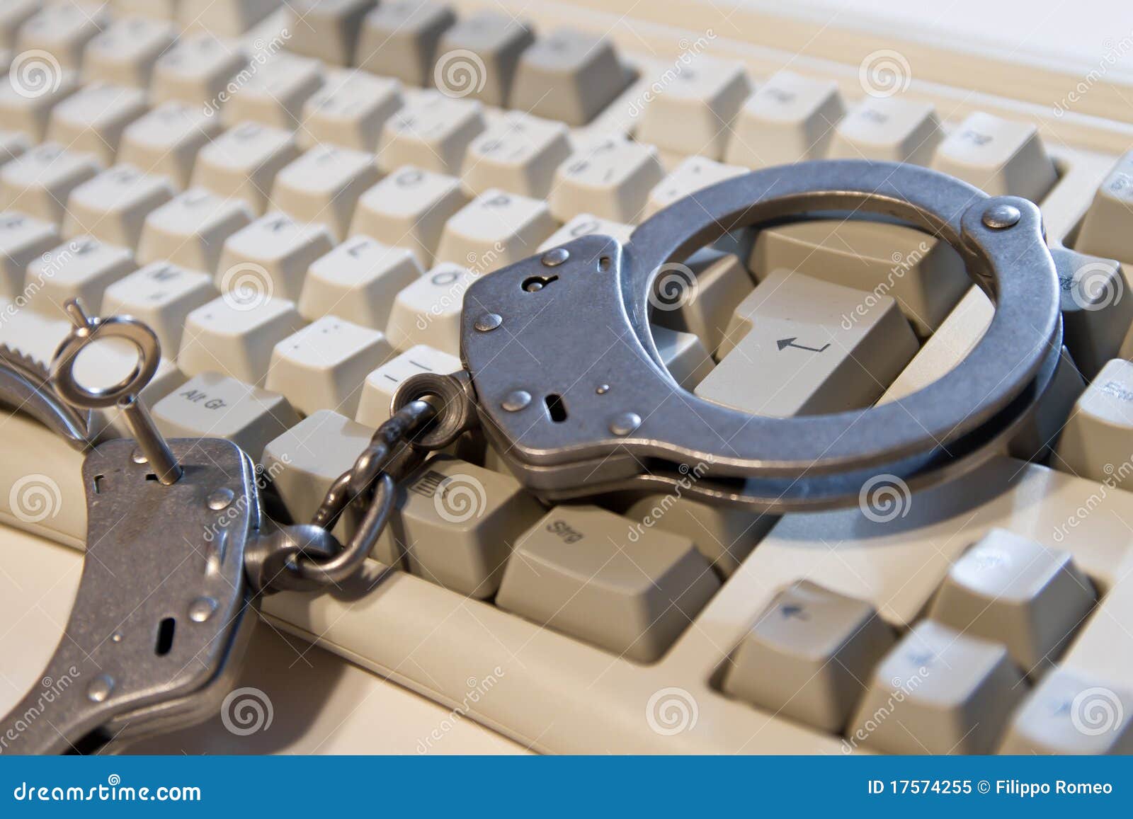 Keyboard with handcuffs stock image. Image of prompt - 17574255