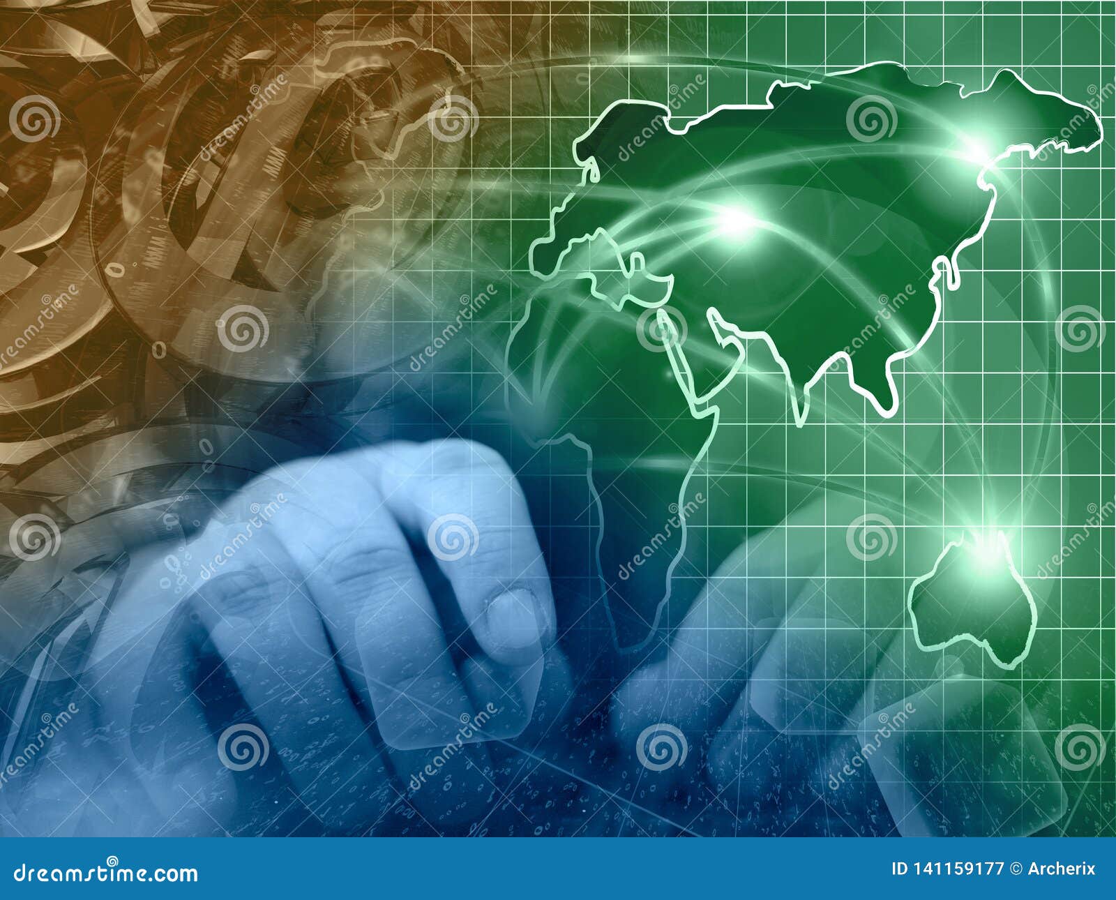 Keyboard, hands and map stock illustration. Illustration of abstract ...