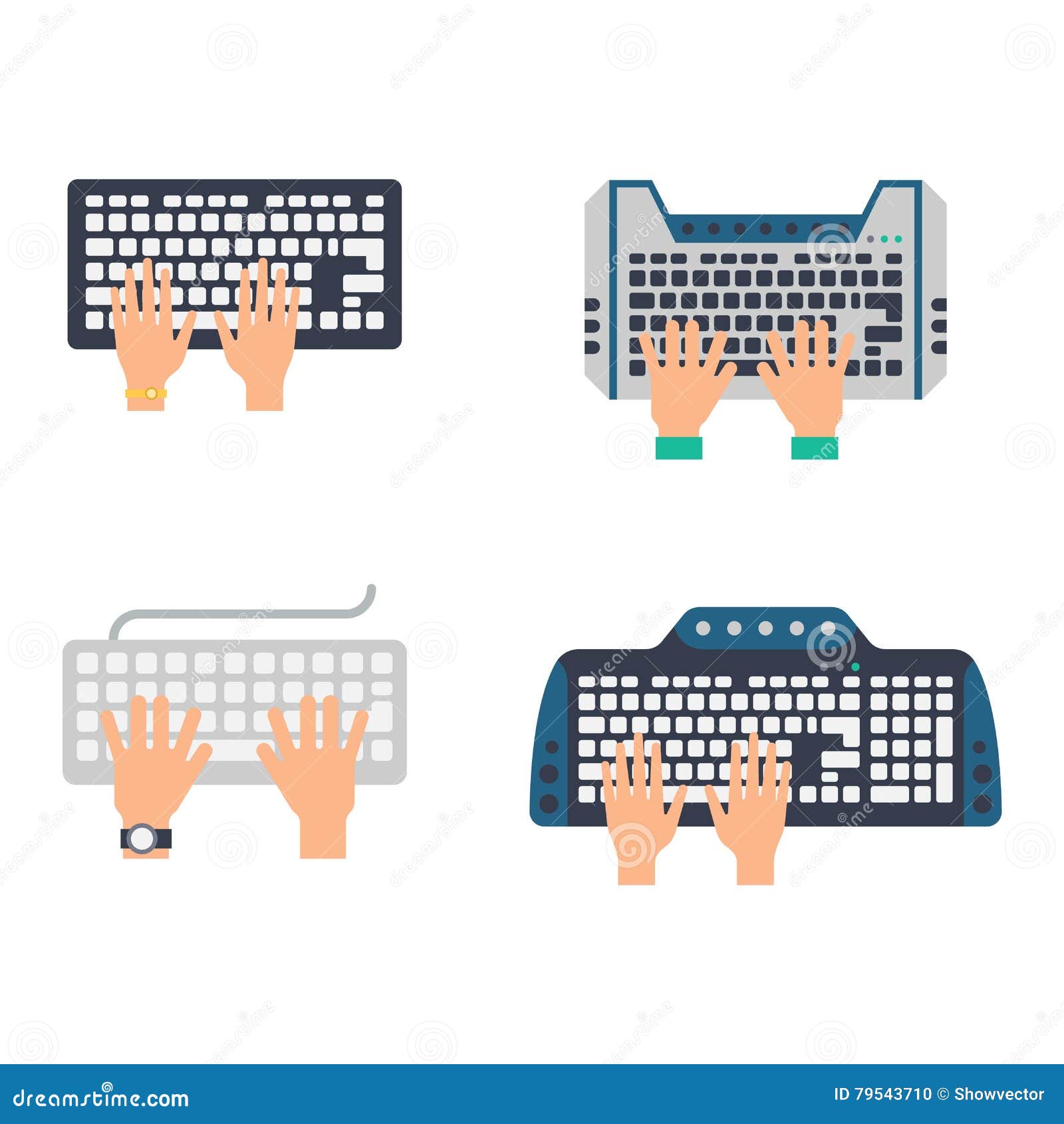 Keyboard hands vector set. stock vector. Illustration of business ...