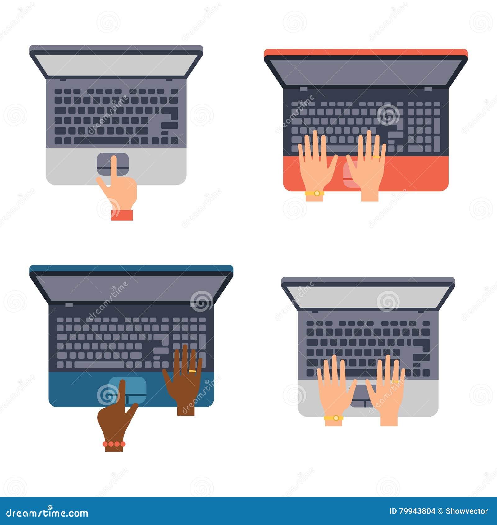 Keyboard hands vector set. stock vector. Illustration of press - 79943804