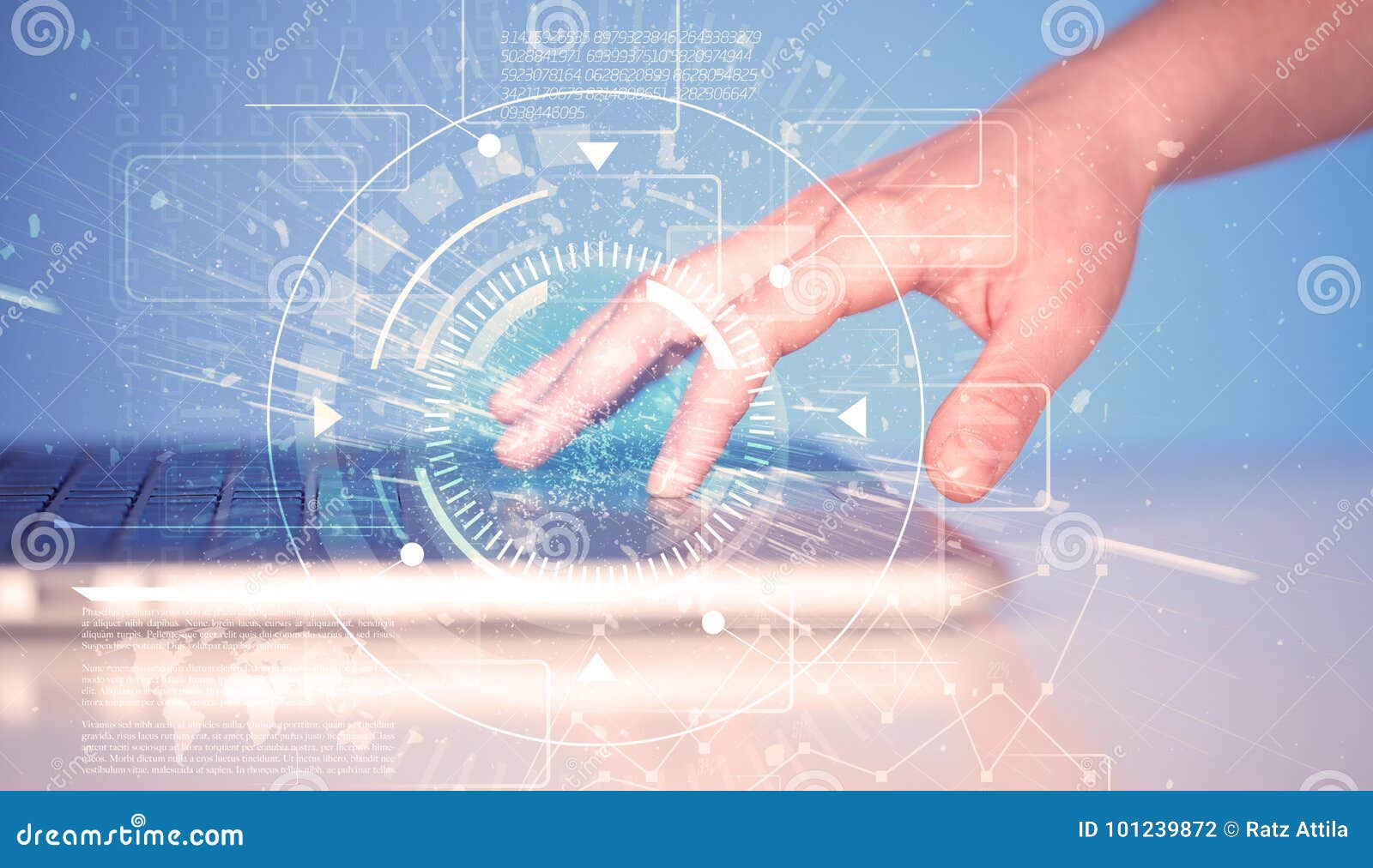 Keyboard with High Tech User Interface Graphic Stock Photo - Image of ...